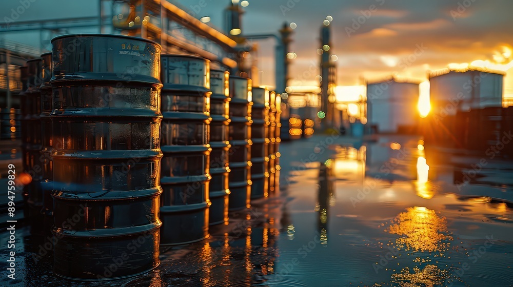 image of oil barrels stacked in a storage yard, with clear labeling and ...