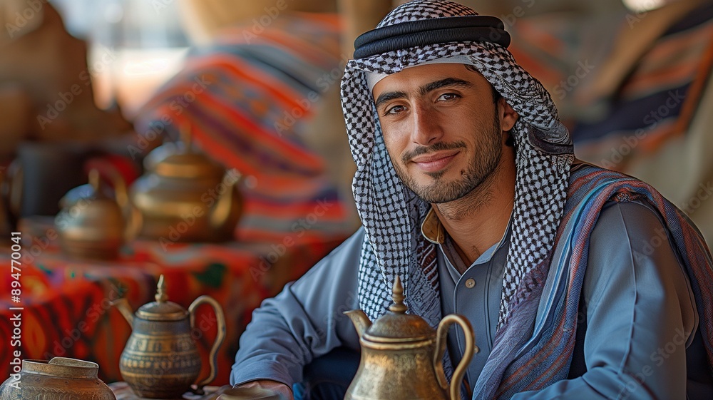 portraits of males dressed traditionally in Bedouin clothing ...