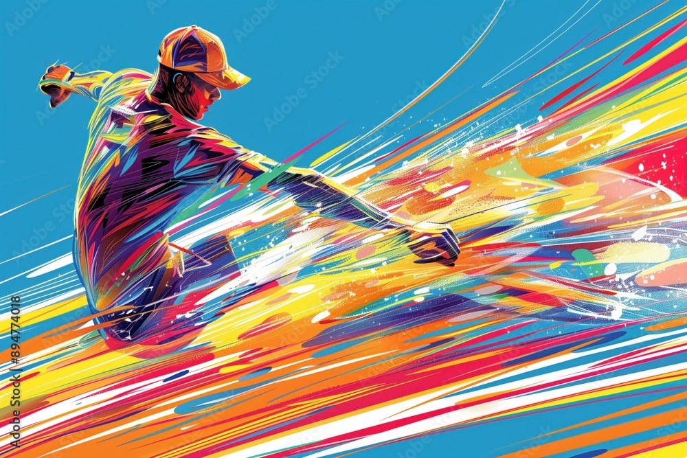 Discus throw, athlete in motion, detailed flat design illustration ...