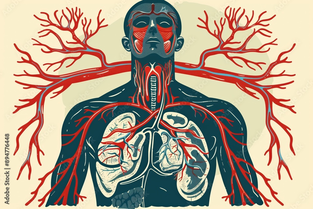 Circulatory system, blood flow, detailed flat design illustration ...