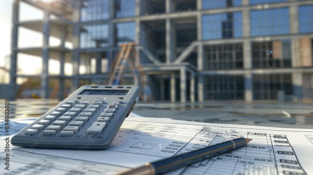 Generate a photo realistic image of a construction project featuring a ...