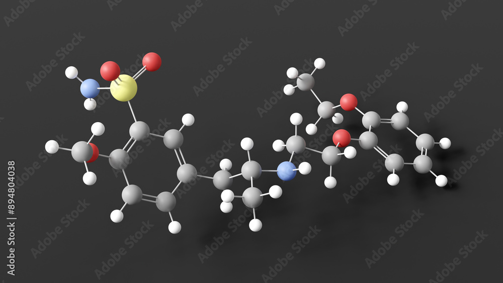 tamsulosin molecule 3d, molecular structure, ball and stick model ...