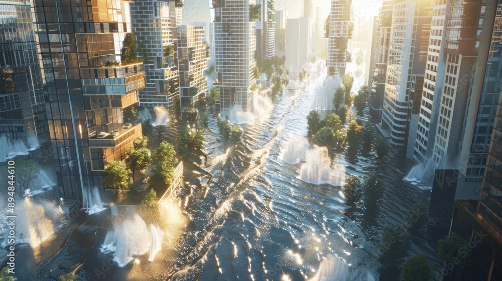 Generate a photo realistic image of urban design adaptations for ...