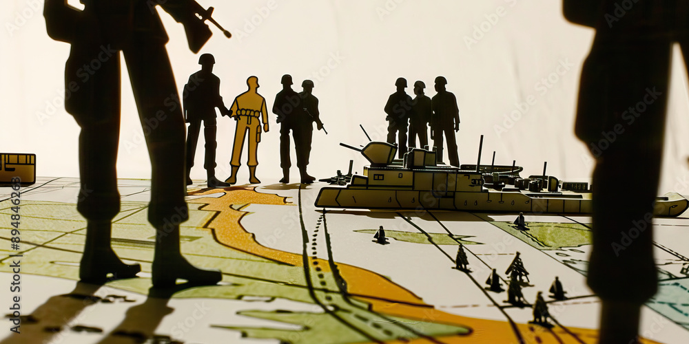 Tactical Command Center: A group of soldiers discussing a strategy map ...