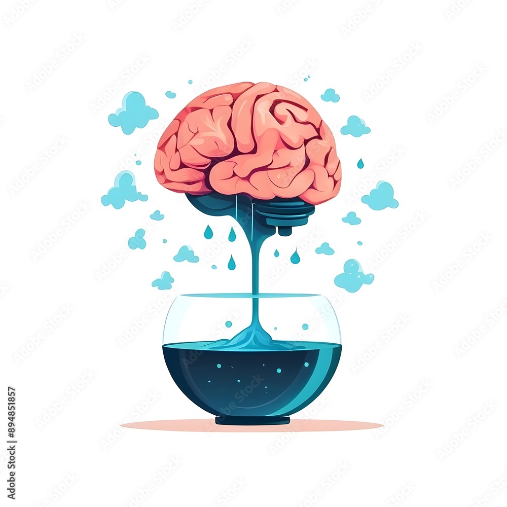 Brain Drain: A whimsical illustration of a human brain pouring its ...