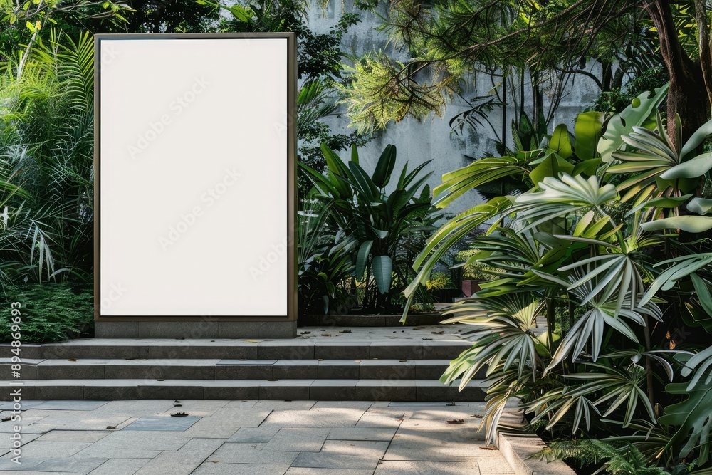 Large blank advertising poster billboard banner mockup in front of ...
