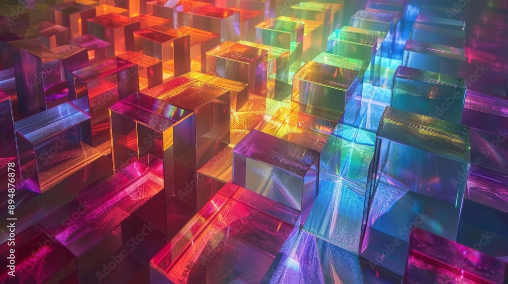 Prismatic Refraction Maze, A complex maze-like structure composed of ...