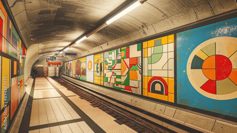 Retro Design Metro Map with Bold Colors and Classic Typography in ...