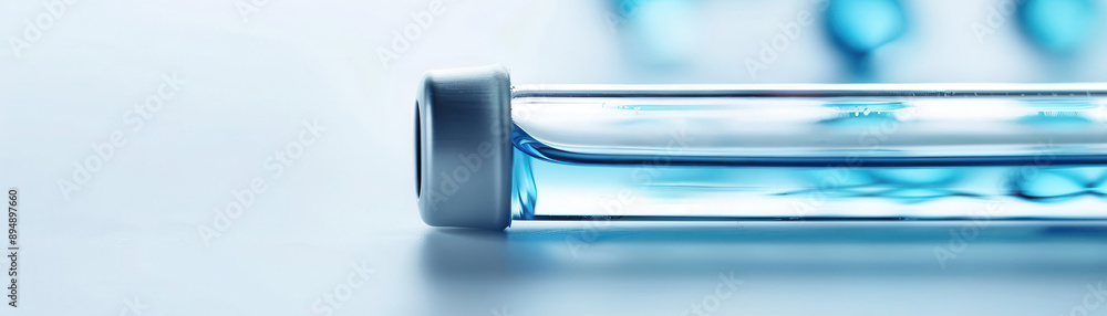 Test tube with biohazard symbol and a sample inside, hazardous material ...