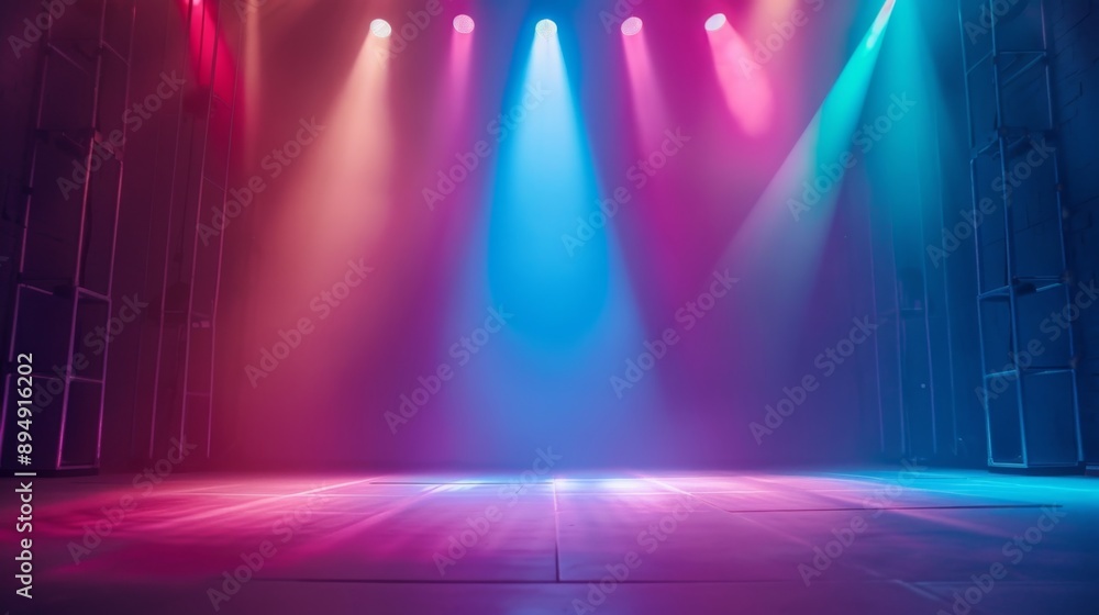 Colorful Stage Lights Illuminate Empty Stage for Performance or Event ...