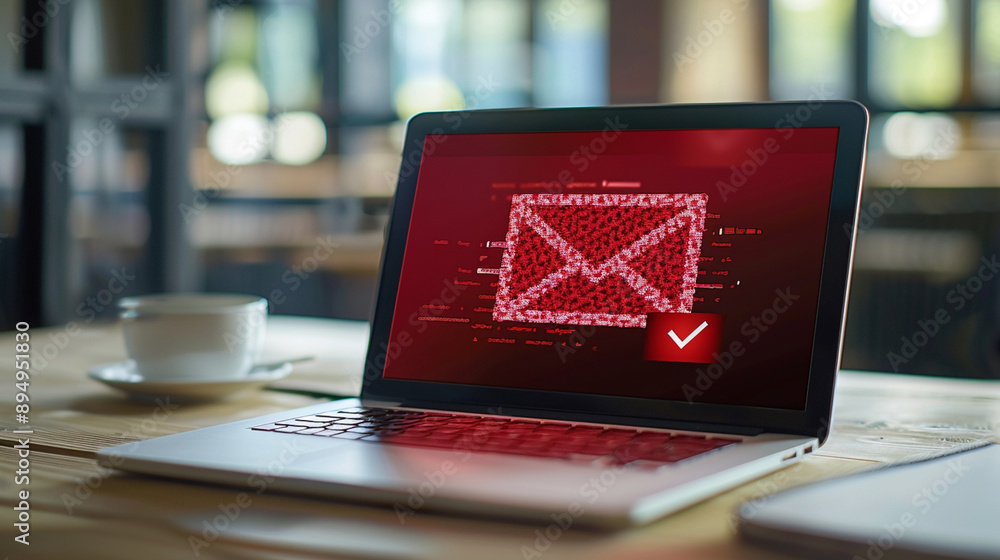 Phishing Awareness: laptop show red email inbox with a warning sign ...