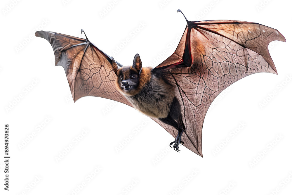 Flying Pipistrelle bat action shot of hunting animal transparent ...