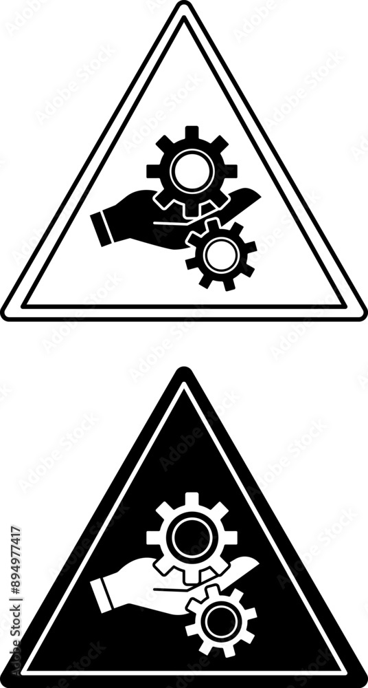 Entanglement Hazard Signs. Black and White Vector Icons. Hand Got ...