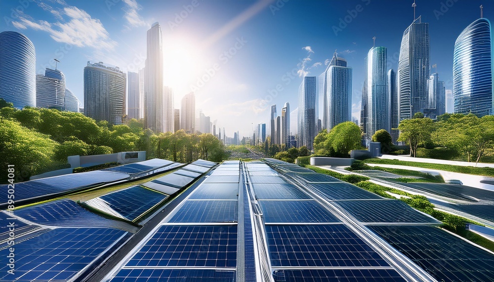 Solar-Powered City- A futuristic city powered entirely by solar energy ...