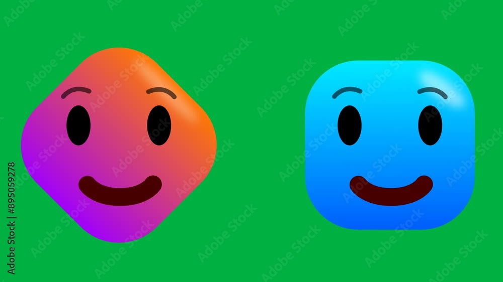 two emoji in different shapes and colours with winking face expression ...