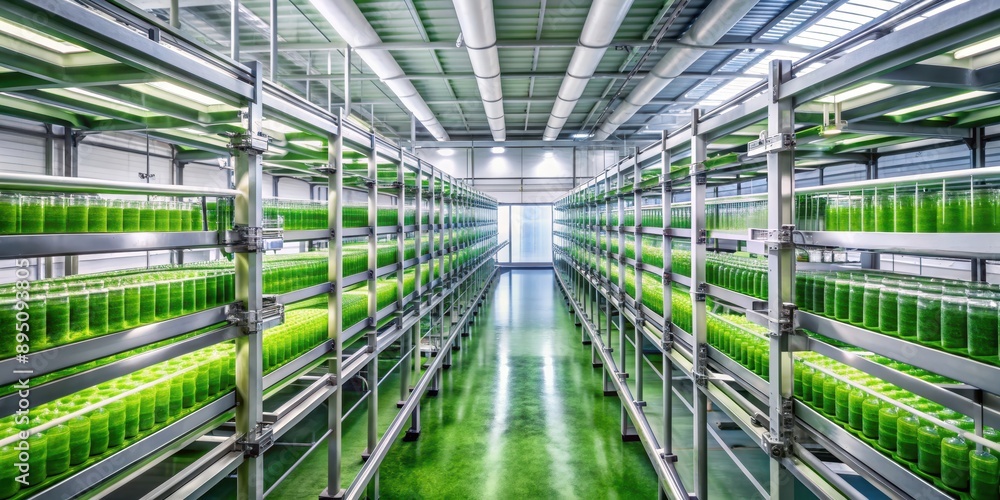 Algae farm in a high tech lab producing bio fuel as a sustainable ...