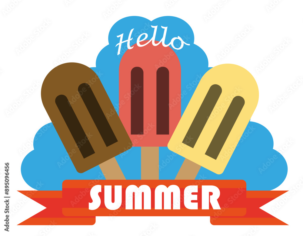 Poster Cartel en ingles de "hello summer" con paletas de coloridos ...