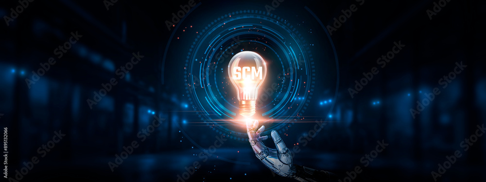 SCM: Supply Chain Management, logistics, efficiency, Hand of robotic ...