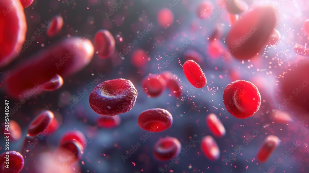 World Thrombosis Day. Horizontal banner. Blood cells. Close-up. Medical ...