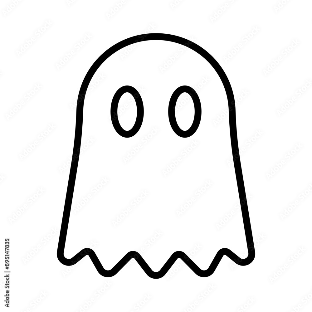 Black single ghost line icon, simple halloween element outline flat ...
