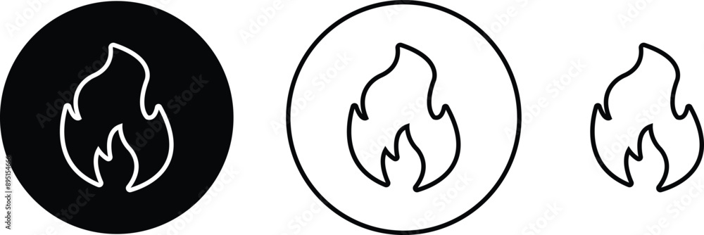 Fire icons set in flat and line style. fire warning sign isolated on ...