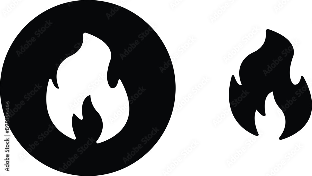 Fire icons set in flat and line style. fire warning sign isolated on ...