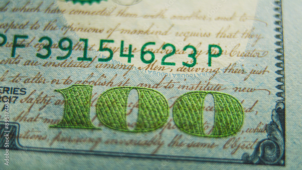 Process of examining authenticity of hundred dollar bill for currency ...