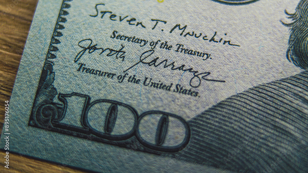 Process of examining authenticity of hundred dollar bill for currency ...