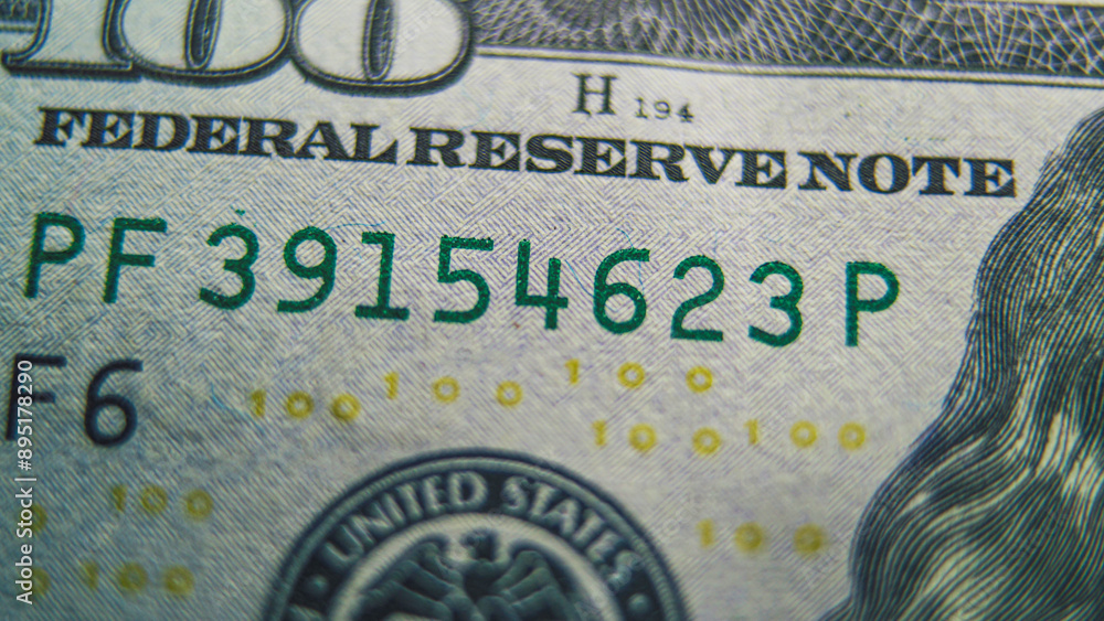 Process of examining authenticity of hundred dollar bill for currency ...