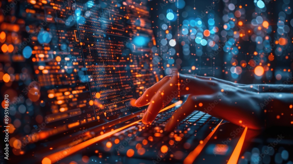 Transparent background photo featuring an individual at their computer ...