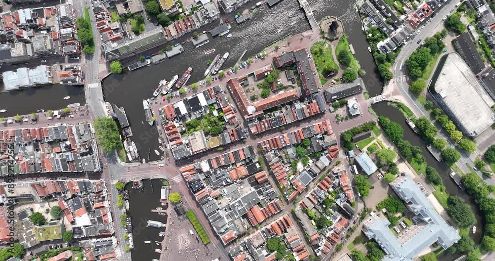 Leiden, South Holland, The Netherlands, aerial city top down view ...