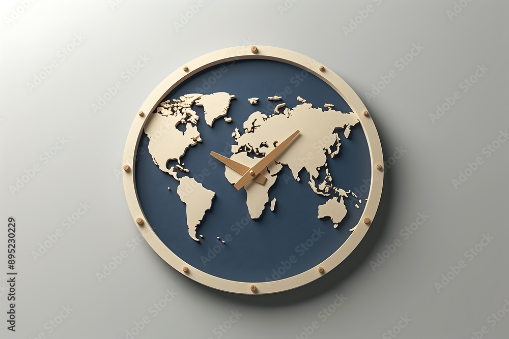 Clock as a world map, global synchronization, interconnectedness, time ...