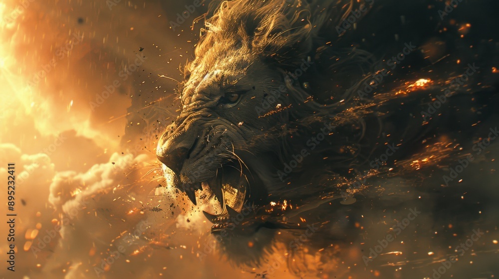 A powerful depiction of the Lion of Judah, exuding strength and majesty ...