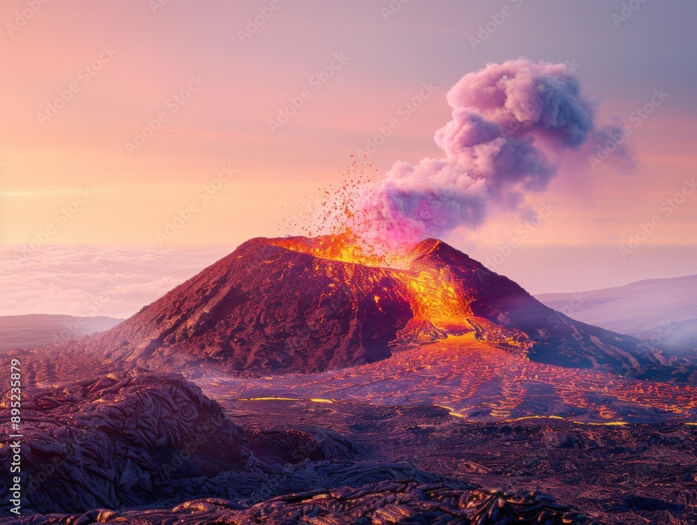 A captivating view of the Fagradalsfjall volcano eruption, showcasing ...