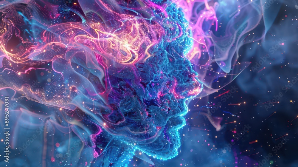 sentient ai chatbot manifested as a shimmering holographic entity ...