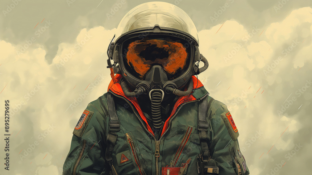 Pilot's Flight Suit Design with Streamlined Silhouette, Patches, and ...