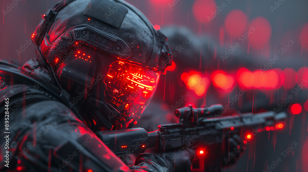 Special Forces Units in Cyber Warfare Attire Conducting Digital ...