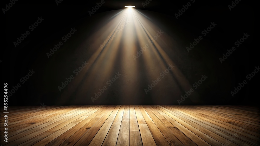 Empty dark stage with spotlight and wooden floor, spotlight, stage ...