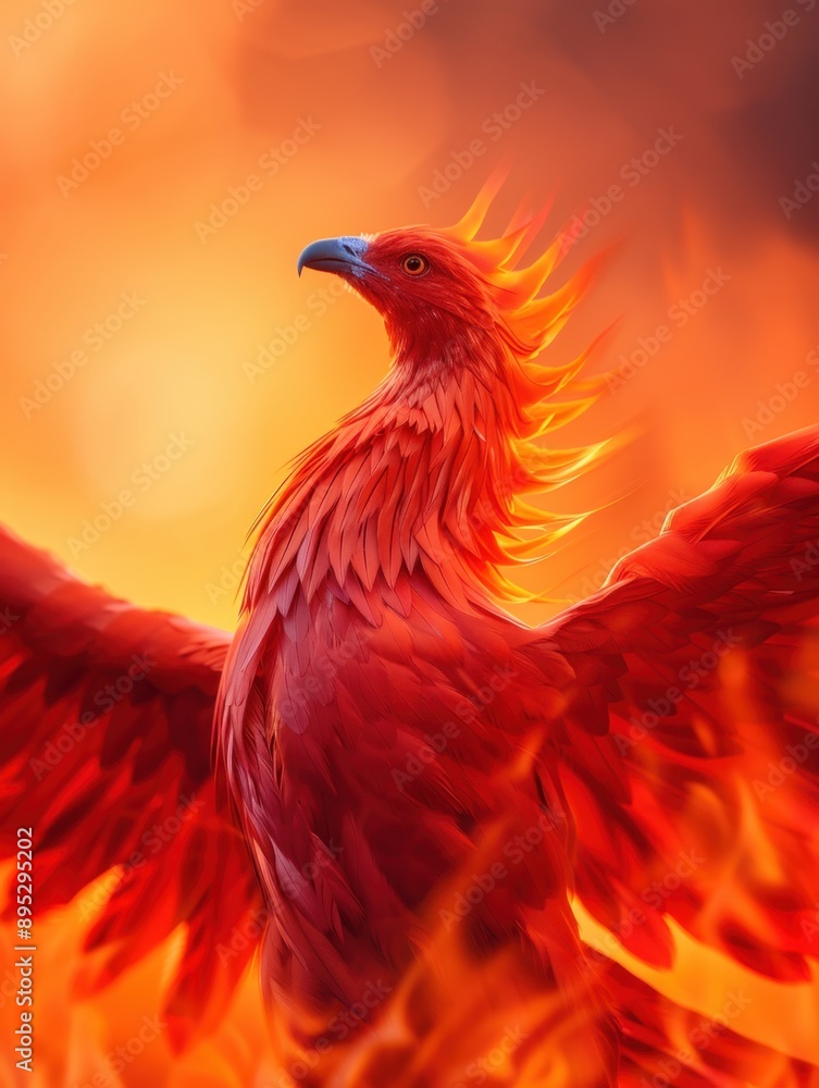 Phoenix Ascendance, an abstract representation of a phoenix emerging ...