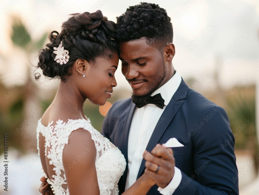Intimate Dance of Newlyweds, enchanting celebration, warm glow of soft ...
