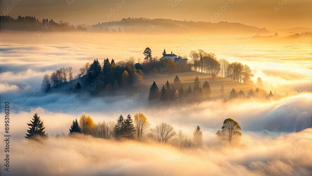 Mysterious landscape shrouded in fog , Mystery, Unknown, Enigmatic, Ambiguous, Hidden, Uncertain ...