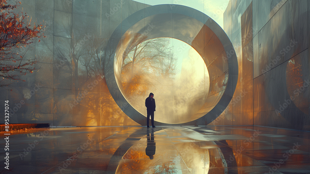 Surreal Mirror Reflections Creating Distorted Optical Illusions Stock ...