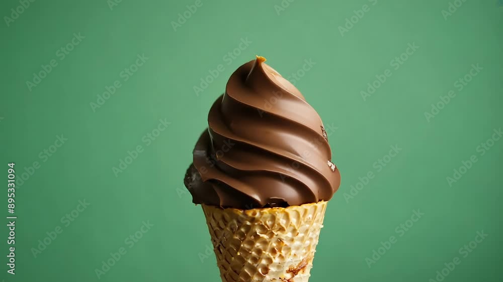 Chocolate Soft Serve Ice Cream Cone green screen background with Ai ...