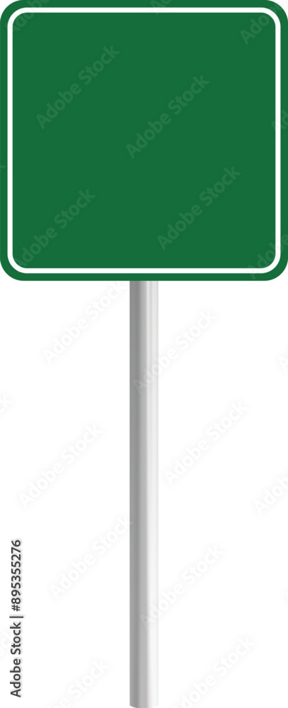 Road green traffic sign board. Blank board with place for text. Danger ...