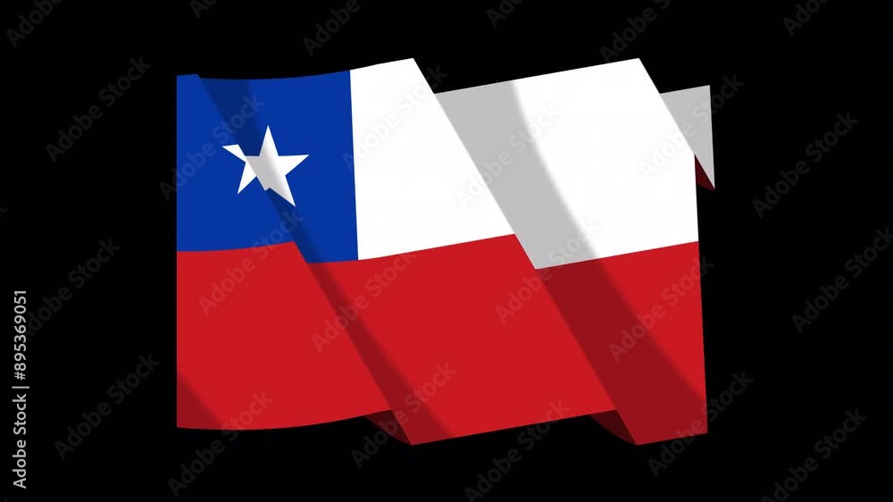 Looping animation of the Chile flag with alpha channel, waving flag 4k ...