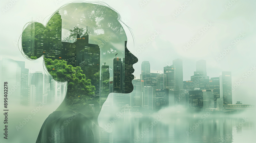 Sustainable environment concept. The image depicts human thinking ...