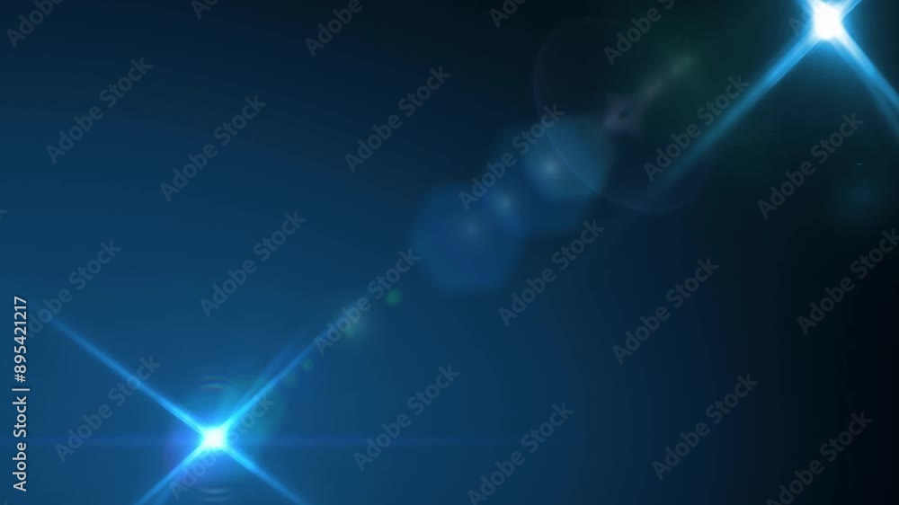Loop center flickering golw blue star optical lens flares shine light ...