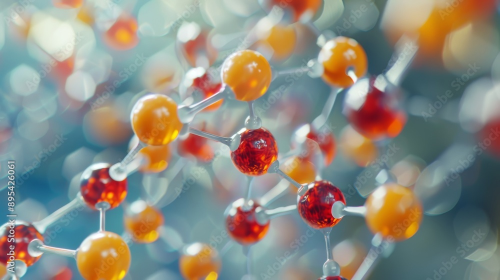 A close-up of a complex molecule model, showing the arrangement of ...