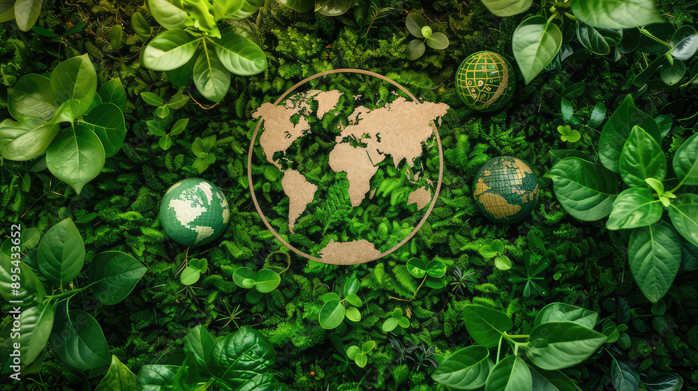 ESG concept of environmental, Green forest background with ESG icon on ...