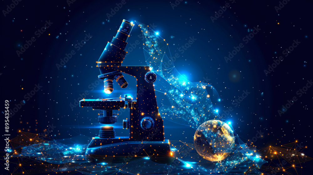 Abstract image microscope form starry sky space, consisting points ...